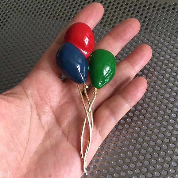 Vintage | Jewelry | Red Blue Greenballoons Brooch | Poshmark
